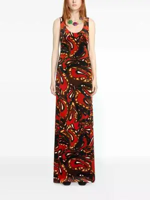 Dries Van Noten Long Velvet Dress - Red