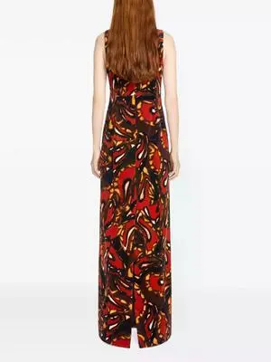 Dries Van Noten Long Velvet Dress - Red