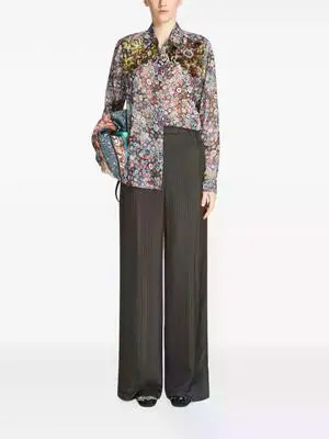Dries Van Noten Wide Leg Striped Cupro Pants