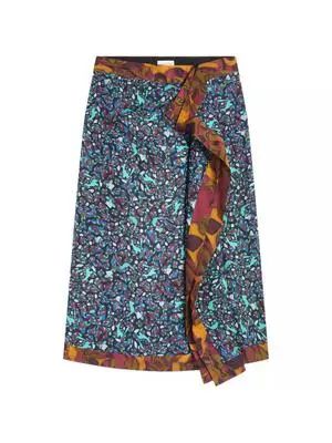 Dries Van Noten Midi Draped Abstract-print Skirt