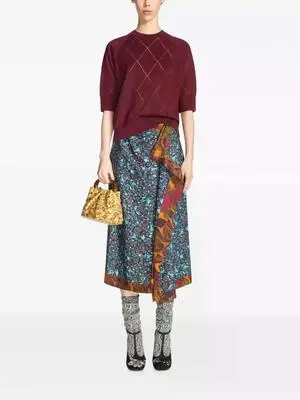 Dries Van Noten Midi Draped Abstract-print Skirt