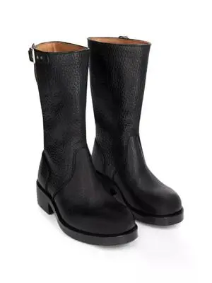 Dries Van Noten Leather Biker Boots With Buckle Detail