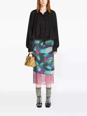 Dries Van Noten Layered Moiré Skirt
