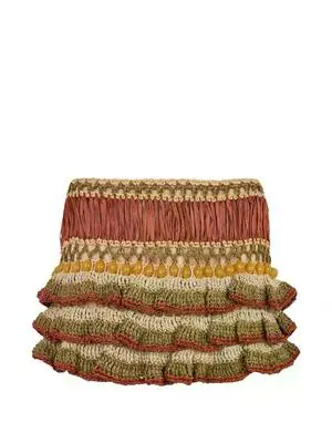 Alberta Ferretti Ruffled Bead-embellished Mini Skirt