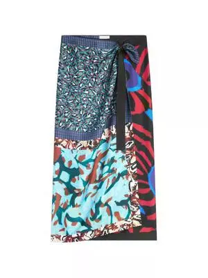 Dries Van Noten Silk Twill Wrap Scarf-skirt - Blue