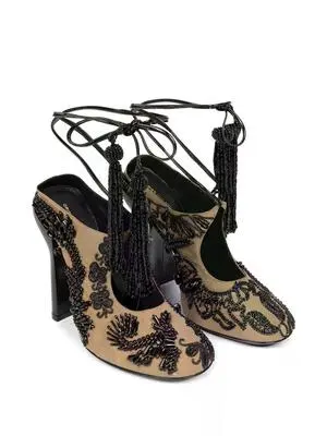 Dries Van Noten Embroidered Lace-up Mules