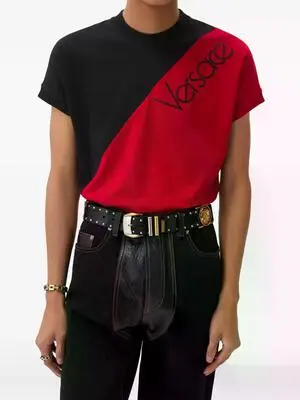 Versace Logo-embroidered Colour-block T-shirt