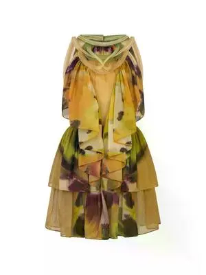 Alberta Ferretti Floral Print Ruffled Mini Dress