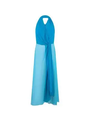 Alberta Ferretti Halterneck Silk Party Dress