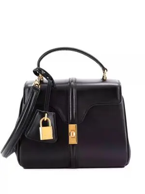 Celine 16 Top Handle Bag In Smooth Calfskin - Black