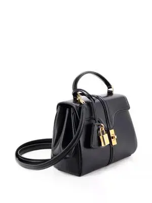 Celine 16 Top Handle Bag In Smooth Calfskin - Black