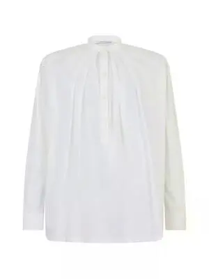 Alberta Ferretti Pleated Detail Band Collar Shirt