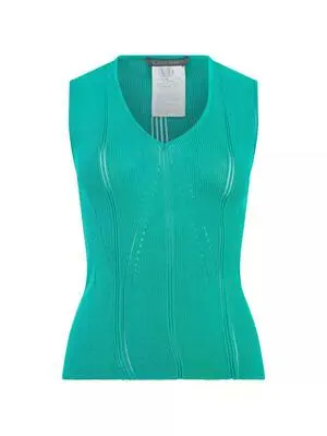 Alberta Ferretti Ribbed Knit V-neck Tank Top