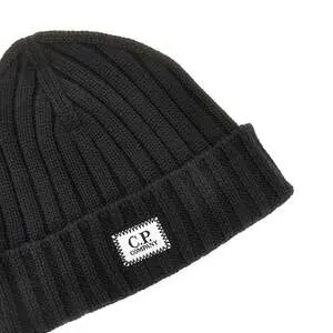 C.P. COMPANY Knitted Beanie Hat With Logo Patch