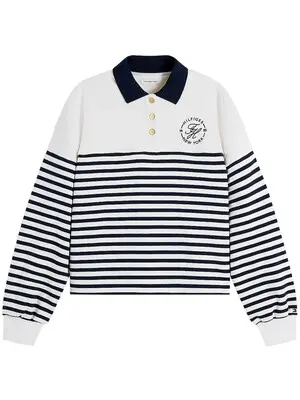 Tommy Hilfiger Striped Collared Sweatshirt With Logo Detail