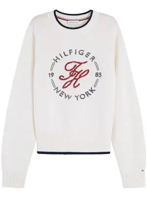 Tommy Hilfiger Embroidered Pullover Sweater - White