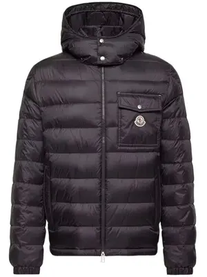 Moncler Short Verith Down Jacket With Hood - Blue