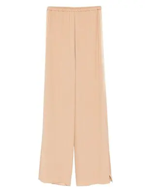 FORTE_FORTE Elasticated Waist Trousers With Side Slits - Beige