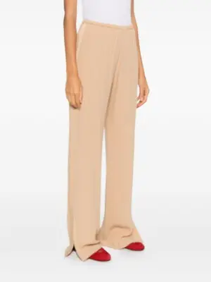 FORTE_FORTE Elasticated Waist Trousers With Side Slits - Beige