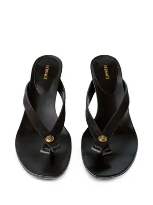 Versace Leather Thong Heeled Sandals