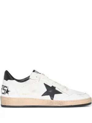 GOLDEN GOOSE Ball Star Leather Sneakers With Star Print - White