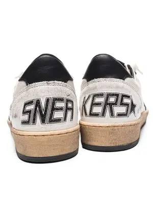 GOLDEN GOOSE Ball Star Leather Sneakers With Star Print - White