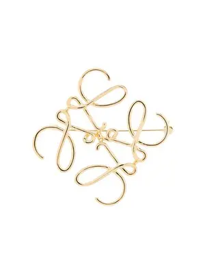 Loewe Anagram Logo Brooch - Gold