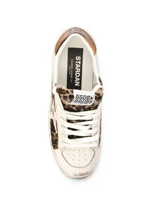 GOLDEN GOOSE Stardan Leather Sneakers With Leopard Print Accents - Multi