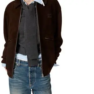 Miu Miu Waxed Suede Blouson Jacket