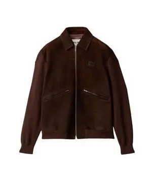 Miu Miu Waxed Suede Blouson Jacket - Sienna