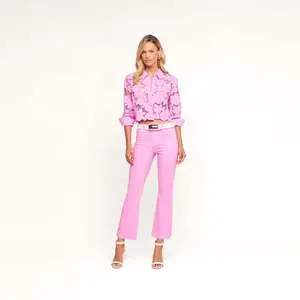 L'Agence Kendra Coated Cropped Flare Jean - Peony Coated