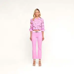 L'Agence Kendra Coated Cropped Flare Jean - Peony Coated