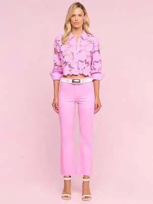 L'Agence Seychelle Cropped Eyelet Blouse Top
