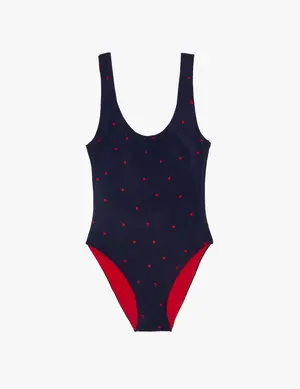 Araks Harley One Piece Swimsuit In Navy With Red Polka Dots - Blue
