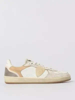 Philippe Model Pgal Bi Sneakers In Suede And Crackle Goat Leather - Sand