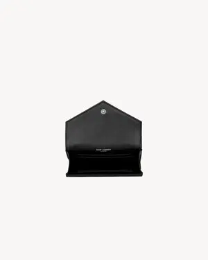Saint Laurent Cassandre Matelassé Small Envelope Wallet In Grain De Poudre Leather