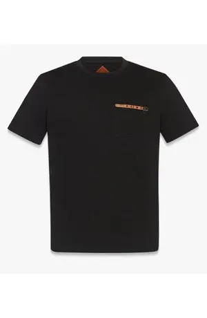 Mcm Silket Logo T-shirt With Zip Pocket - Black