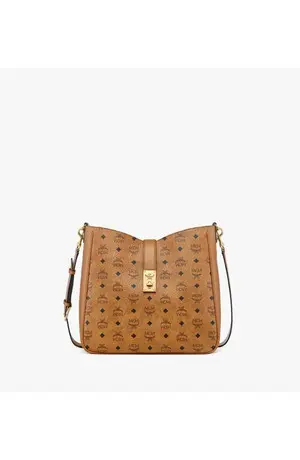 Mcm Large Tracy Hobo In Visetos - Cognac