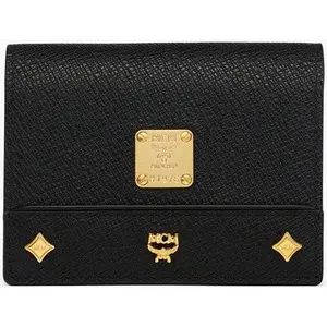Mcm Large Pina Wallet In Studded Calfskin - Black