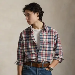 Ralph Lauren Classic Fit Repaired Madras Workshirt - Cream Navy