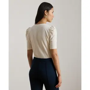 Ralph Lauren Slub Jersey Puff-sleeve Top