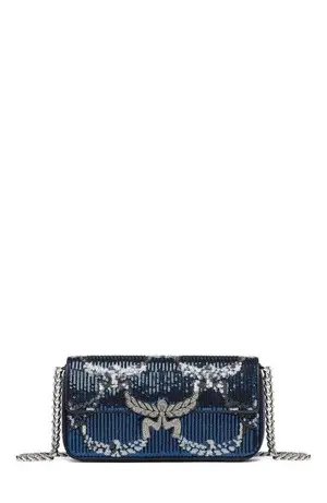 Mcm Himmel Shoulder Bag In Sequin Monogram Leather