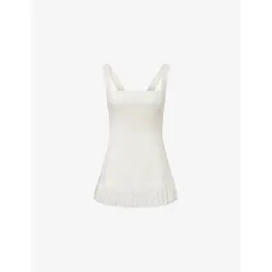 PRETTY LAVISH Verona Fringed Tweed Top