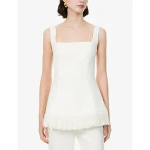 PRETTY LAVISH Verona Fringed Tweed Top