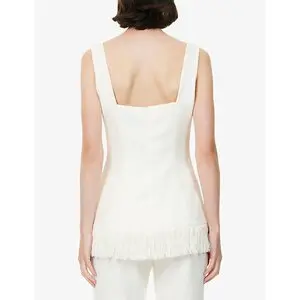 PRETTY LAVISH Verona Fringed Tweed Top
