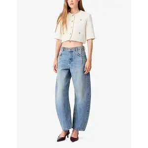 Maje Cropped Tweed Jacket With Short Sleeves