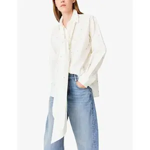 Maje Rhinestone And Pearl Embellished Cotton Shirt