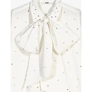 Maje Rhinestone And Pearl Embellished Cotton Shirt