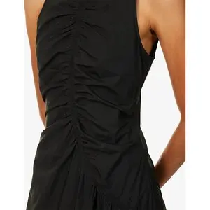 Theory Asymmetrical Ruched Cotton Tank Dress - Black