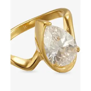 INDIGO LUNE 18ct Plated Stainless Steel Pear Cut Cubic Zirconia Ring